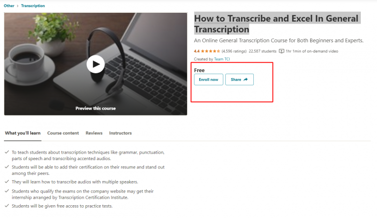 100% Free Transcription Training Courses Online